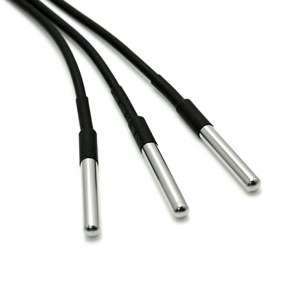 COVVY 3PCS DS18B20 Temperature Sensor Stainless Steel Probe, Accurate Reading, Measure Temperature -55°C to +125°C for Arduino