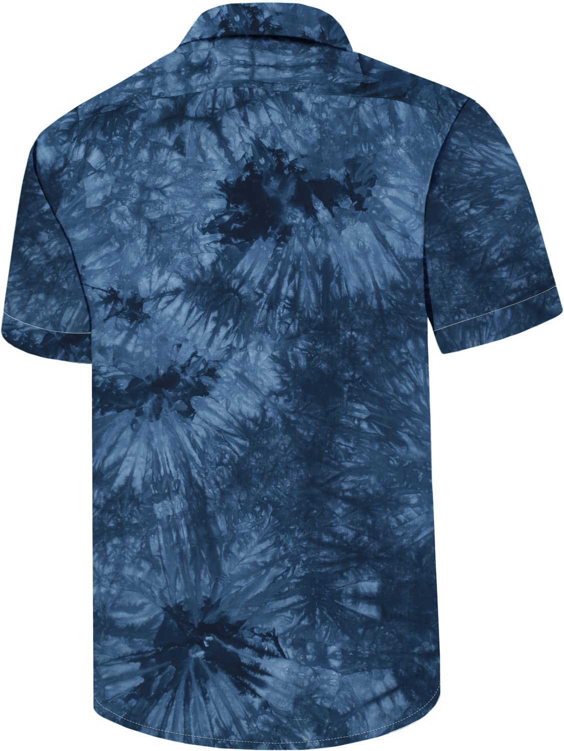 Deer Lady Mens 2024 Tie Dye Button Down Shirts Printed Short Sleeve Summer Hawaiian Beach Shirt Green XL