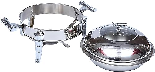 Stainless Steel Chafing Dish Fuel Holders, Round Catering Buffet Warming Container Server Tray, with Food Pan and Lid, for Party or Banquet