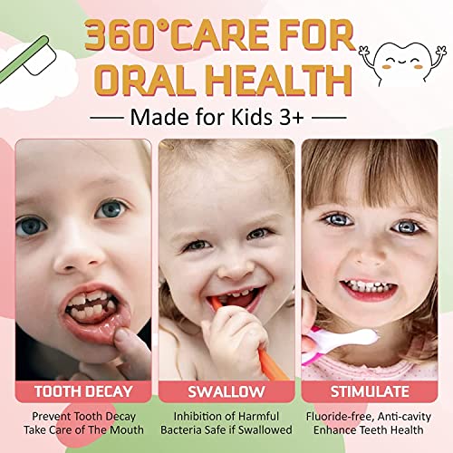Kids Foam Toothpaste with Low Fluoride,Toddler Anti-Cavity Foaming Toothpaste for U Shaped Toothbrush Electric Toothbrush for Children Kids Ages 3 Plus Strawberry Flavor,60ml(2.11 fl oz)