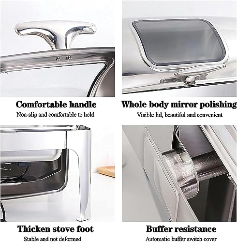 Stainless Steel Chafing Dishes with Lid for Parties, 9L Commercial Food Warmer for Buffet, Buffet Server with 3 Kind of Warming Tray for Holidays, Catering, Home Dinners