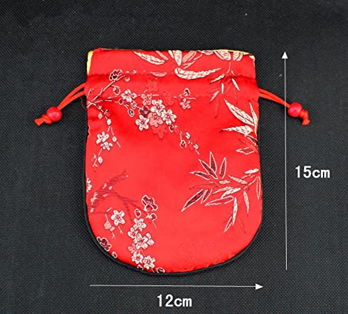 Cotton Filled Drawstring Small Bags for Jewelry Gift Pouch Packaging Chinese Silk Brocade Jewelry Pouch Thicken Luxury Jewellery Storage Bag (50, Mixed Color)