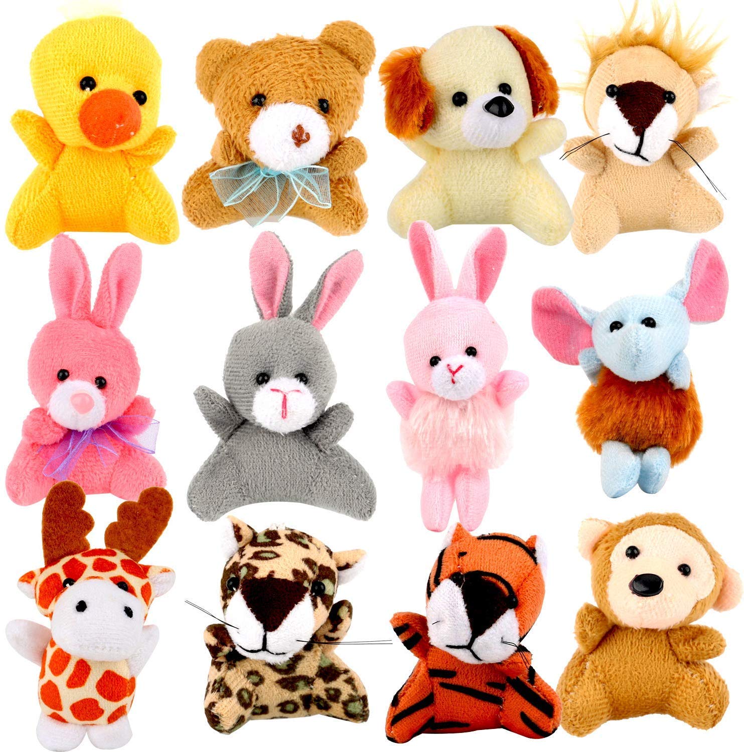 UFUNGA 12 Pack Prefilled Easter Eggs with Animal Plush 3.15Inch Plastic Easter Eggs for Easter Hunts, Basket Stuffers