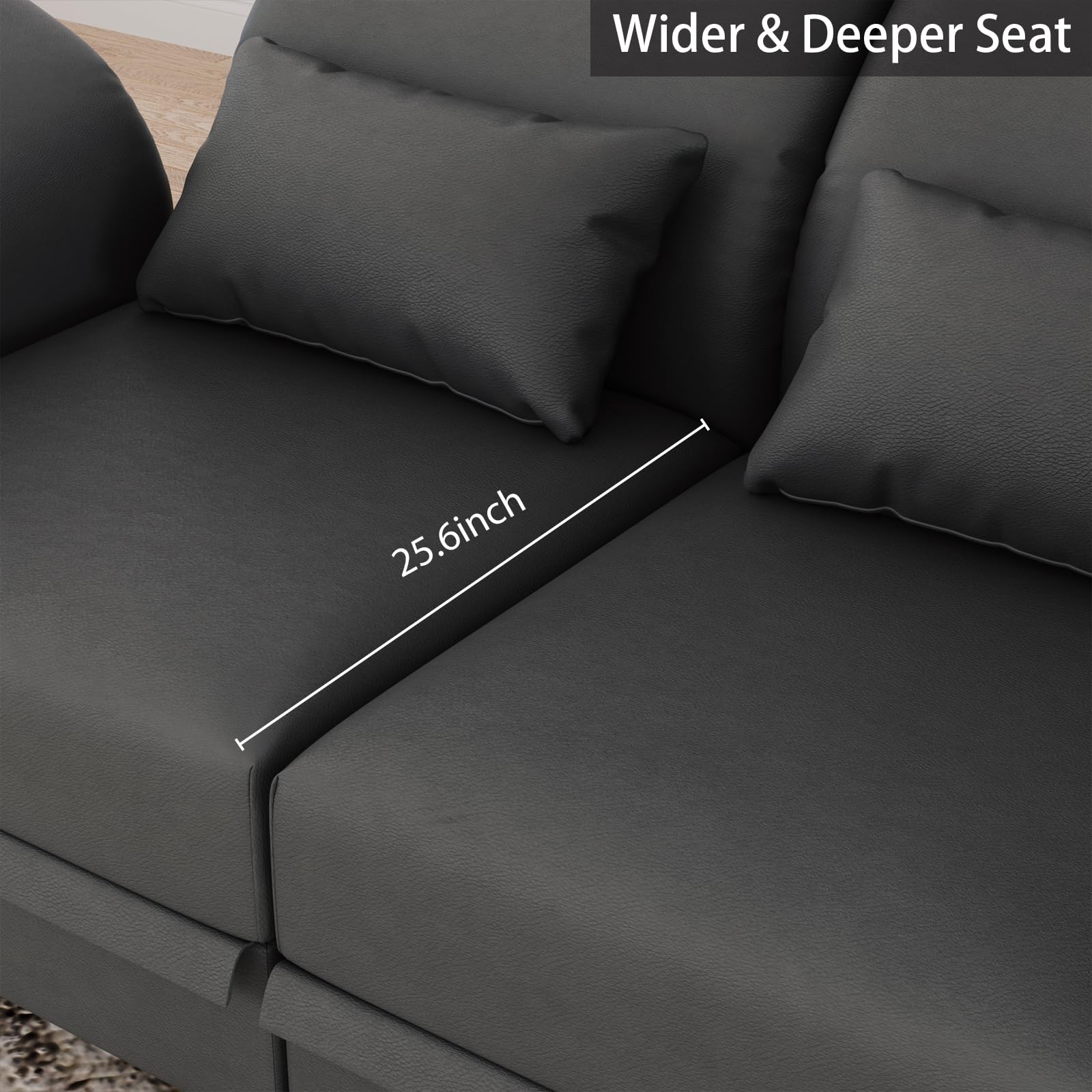 LLappuil Modular Sectional Storage Couch Ottoman Seats,Waterproof Faux Leather Sofa Chair Modules, Dark Grey