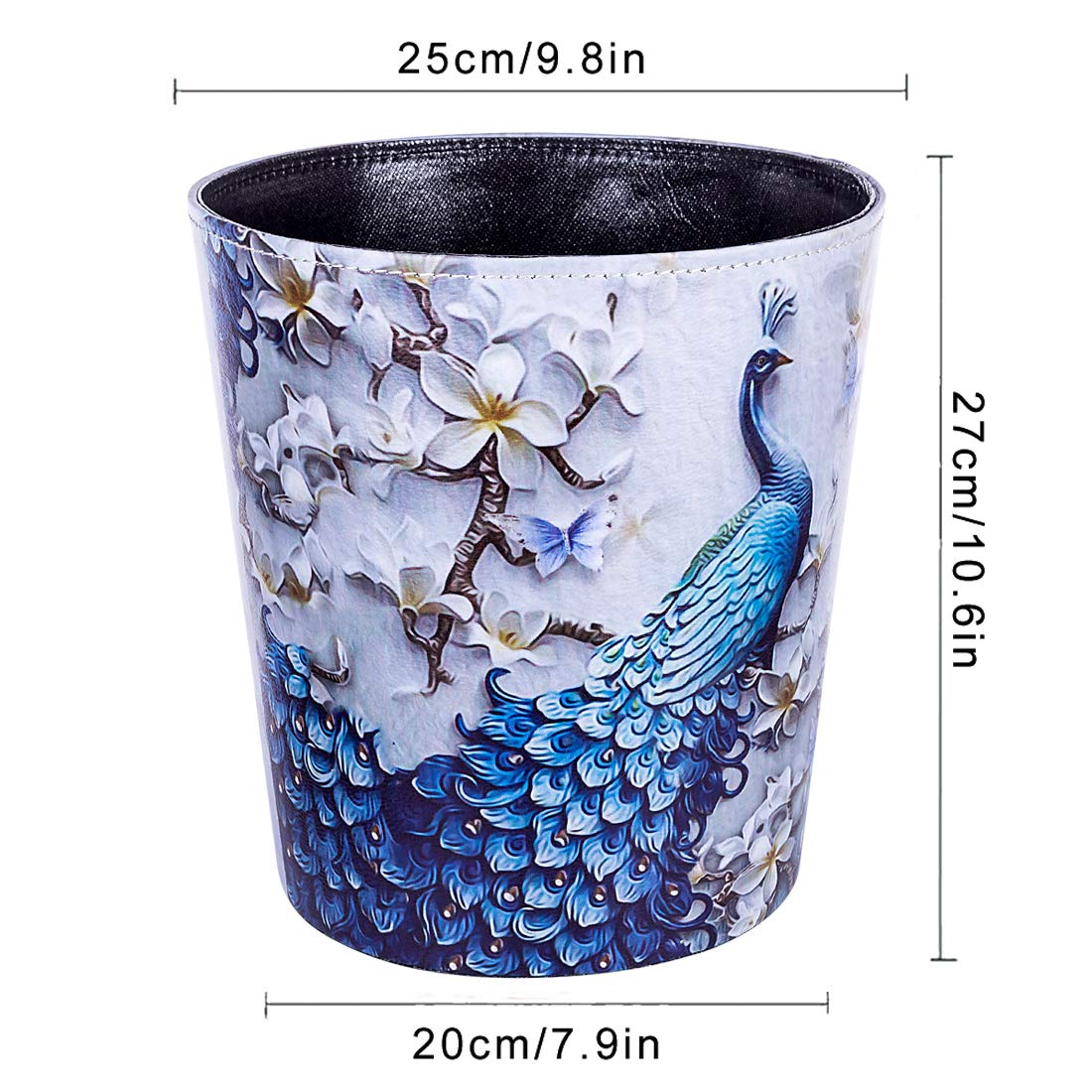 Scakbyer 10L/2.64 Gallon PU Leather Trash Can Decorative Waterproof Wastebasket Paper Basket Garbage Bin for Home Office Bathroom