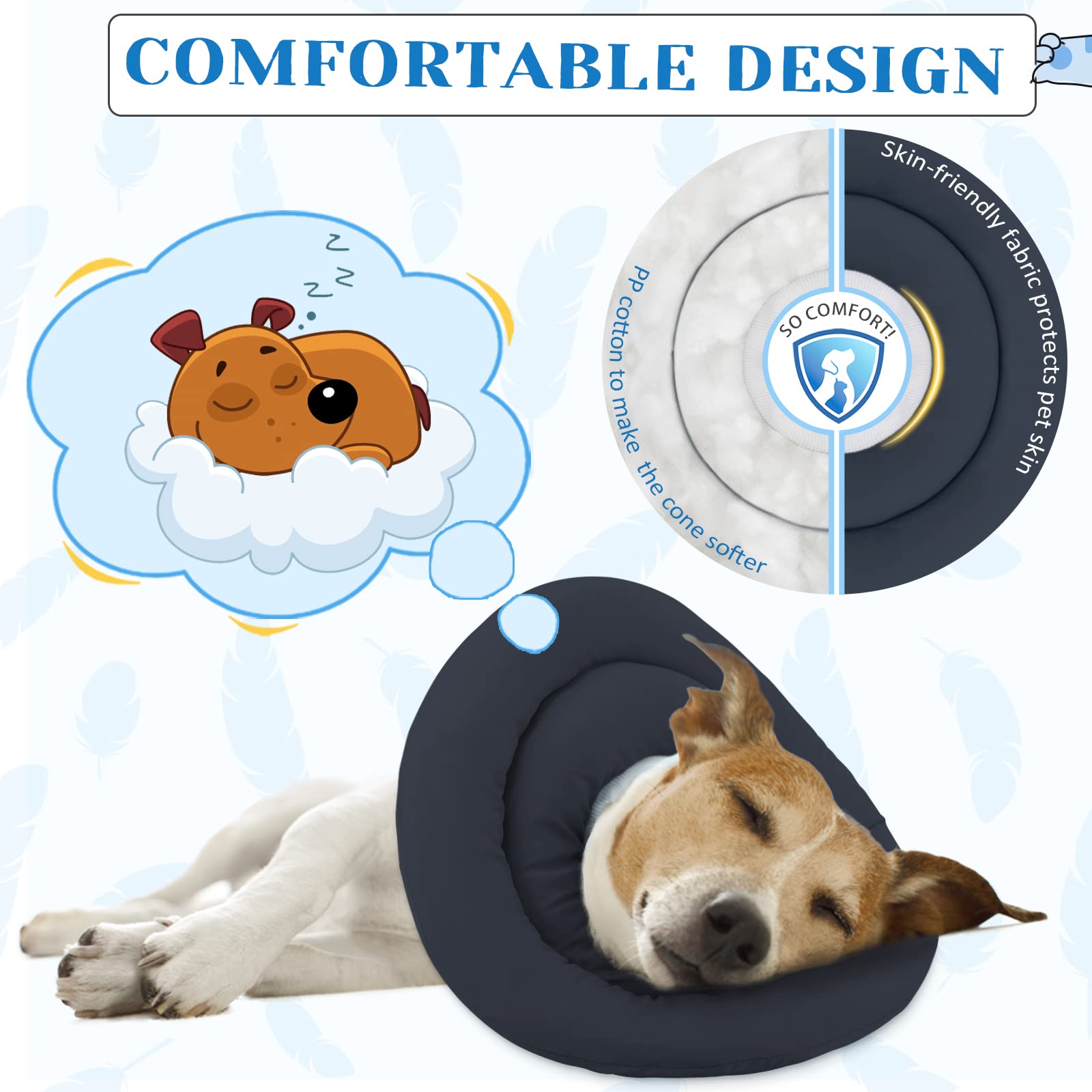 Pawfun Soft Dog Cone Alternative After Surgery,Comfortable Dog Recovery Collars Cones for Small Dogs,Adjustable Dog Neck Cone Protective Elizabethan Collar for Dogs to Stop Licking,Grey S