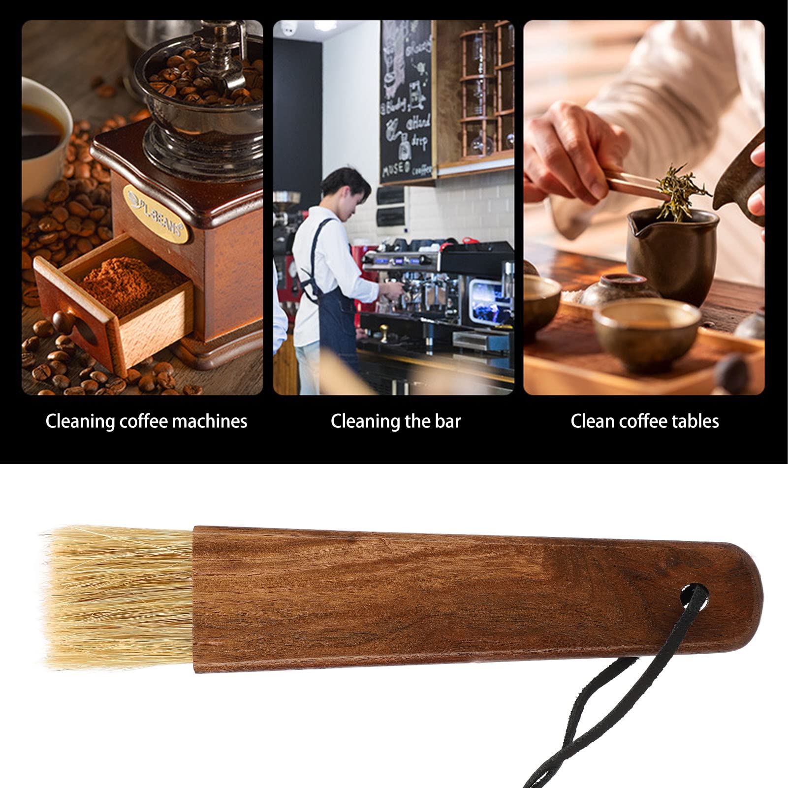 Coffee Grinder Cleaning Brush, Soft Bristles Espresso Brush, Coffee Quick Cleaning Brush with Wood Handle for Bean Grain Coffee Tool Barista Home Kitchen (Yellow)