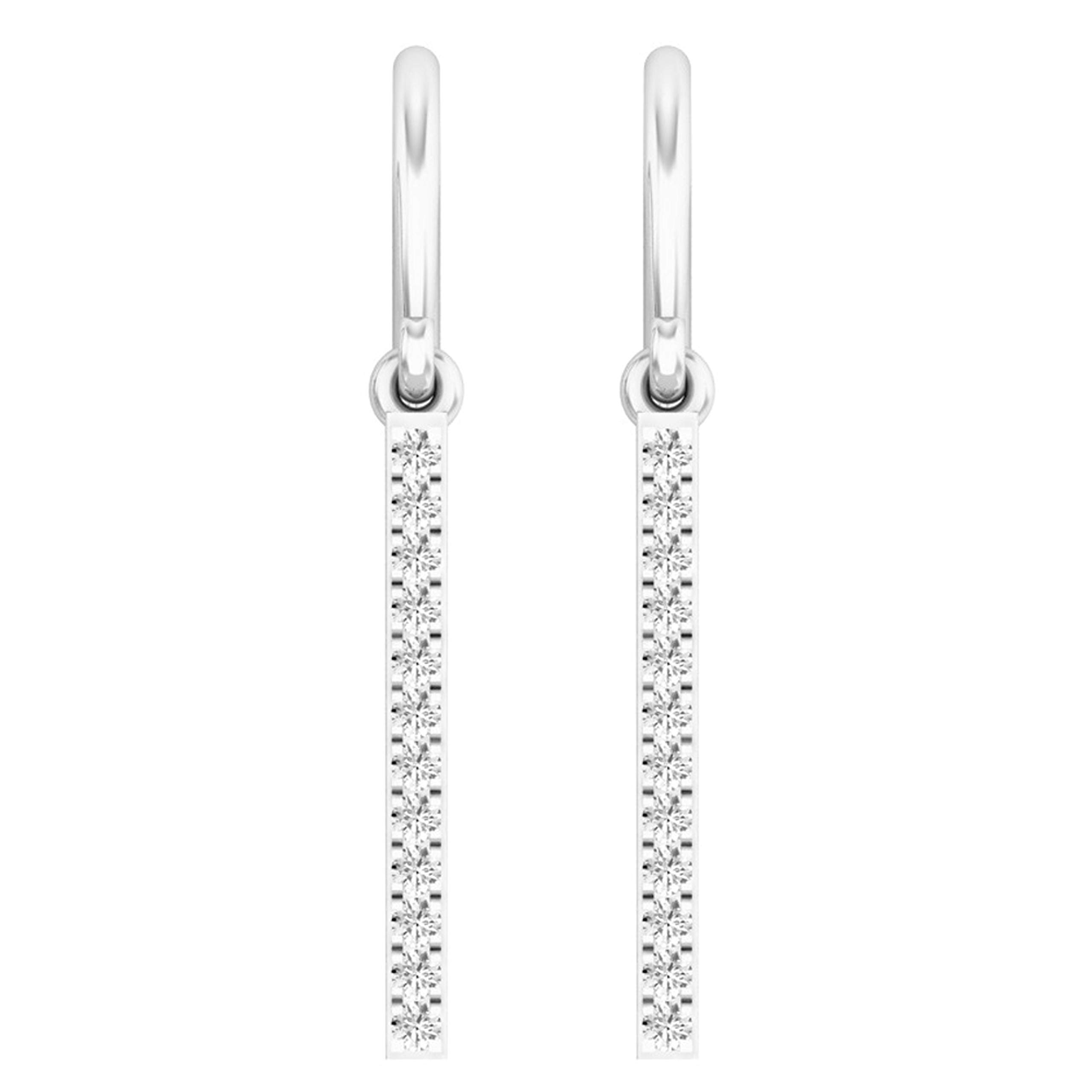 Dazzlingrock Collection 0.25 Carat (ctw) Round White Diamond Vertical Bar French Wire Dangle Earrings for Women in 10K White Gold
