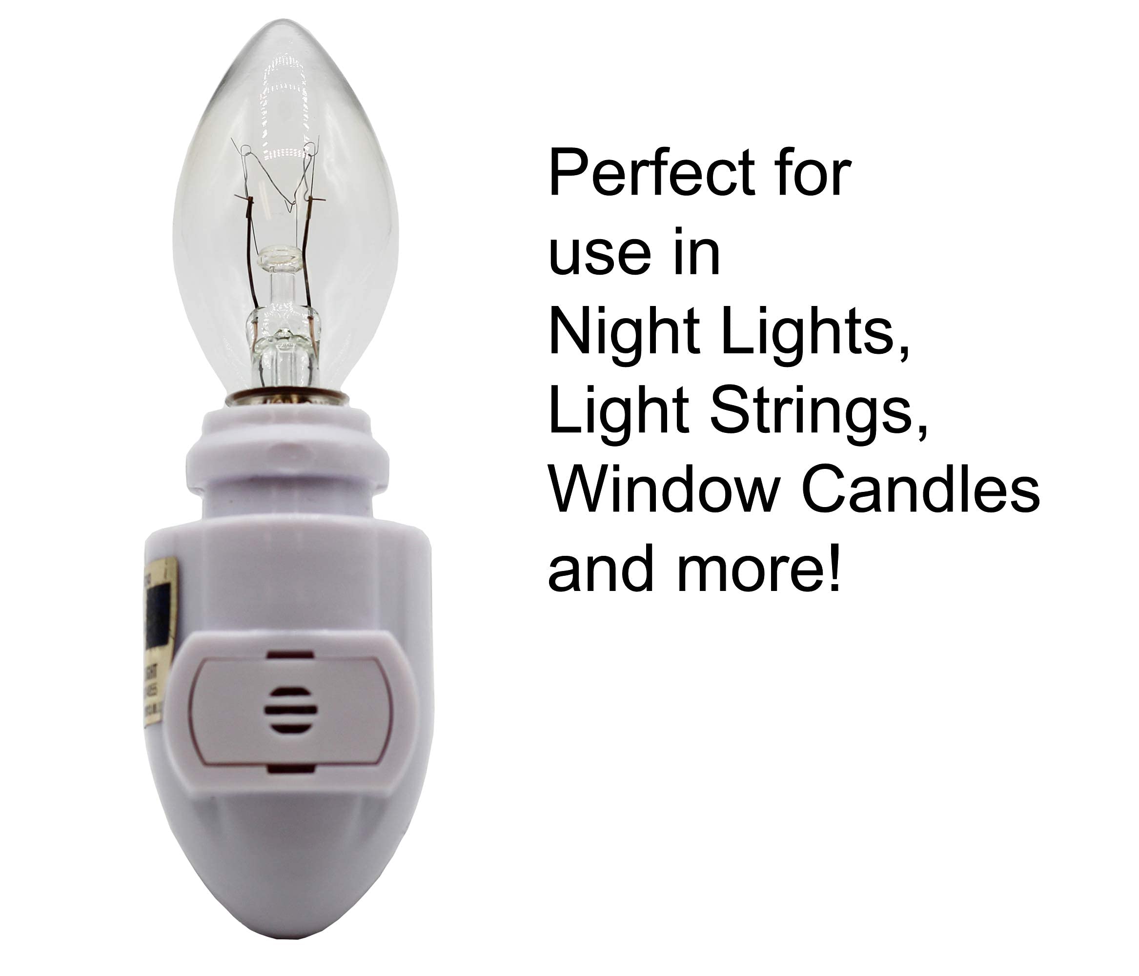 Creative Hobbies 3228x25-7 Watt, C7 Night Light, 40 Lumens, Long Life, Clear, E12 Candelabra Base, C7 Replacement Bulbs, Incandescent Light Bulb | 25 Pack