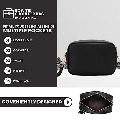kukubird Crossbody Bags Premium Faux Leather Spacious Aztec Shoulder Bag Ladies Multiple Compartments Messenger Bag-Black