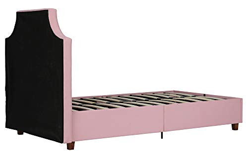 DHP Melita Linen Upholstered Platform Bed Frame,Pink, Twin