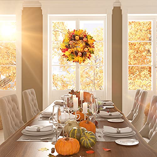 Rocinha Fall Wreath, 20inch Autumn Wreath for Front Door Outside Ideal for Autumn & Halloween & Thanksgiving Day