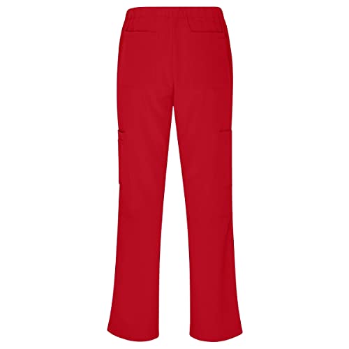 M&M SCRUBS Women's Breathable Cool Stretch Fabric Scrub Top and cargo Pant Set (Red, Large)