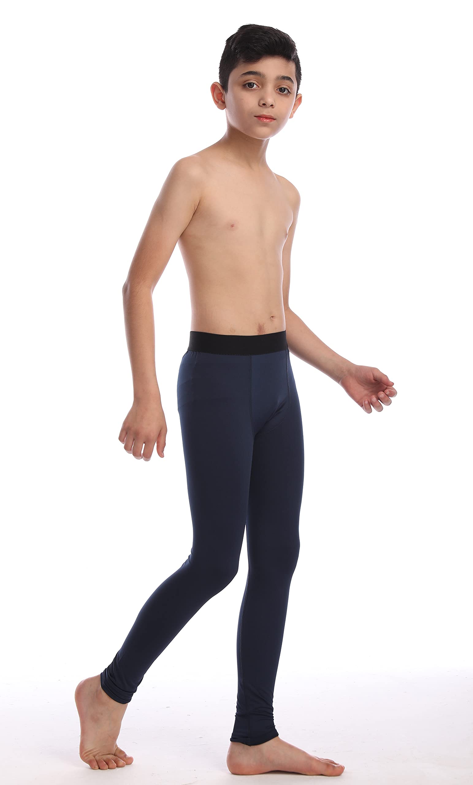CVVTEE Boys Compression Pants Base Layers Soccer Hockey Tights Athletic Leggings Thermal for Kids… (1black+1navy, 12)