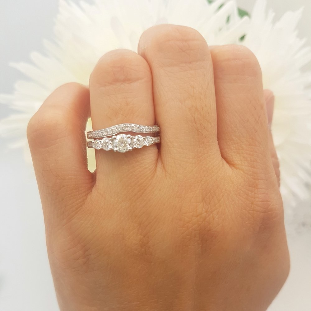 Dazzlingrock Collection 0.45 Carat (ctw) 10k Round Diamond 5 Stone Wedding Ring Set for Women, White Gold, Size 8