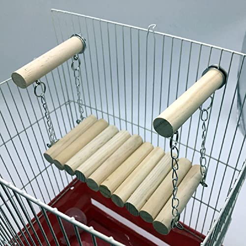 KYHSOM 5 Pcs Wooden Hamster Suspension Bridge,Bendable Climbing Ladder Pet Swing Toy Hideout with Natural Chew Balls for Mouse Chipmunk Guinea Pig Chinchilla and Other Small Animals