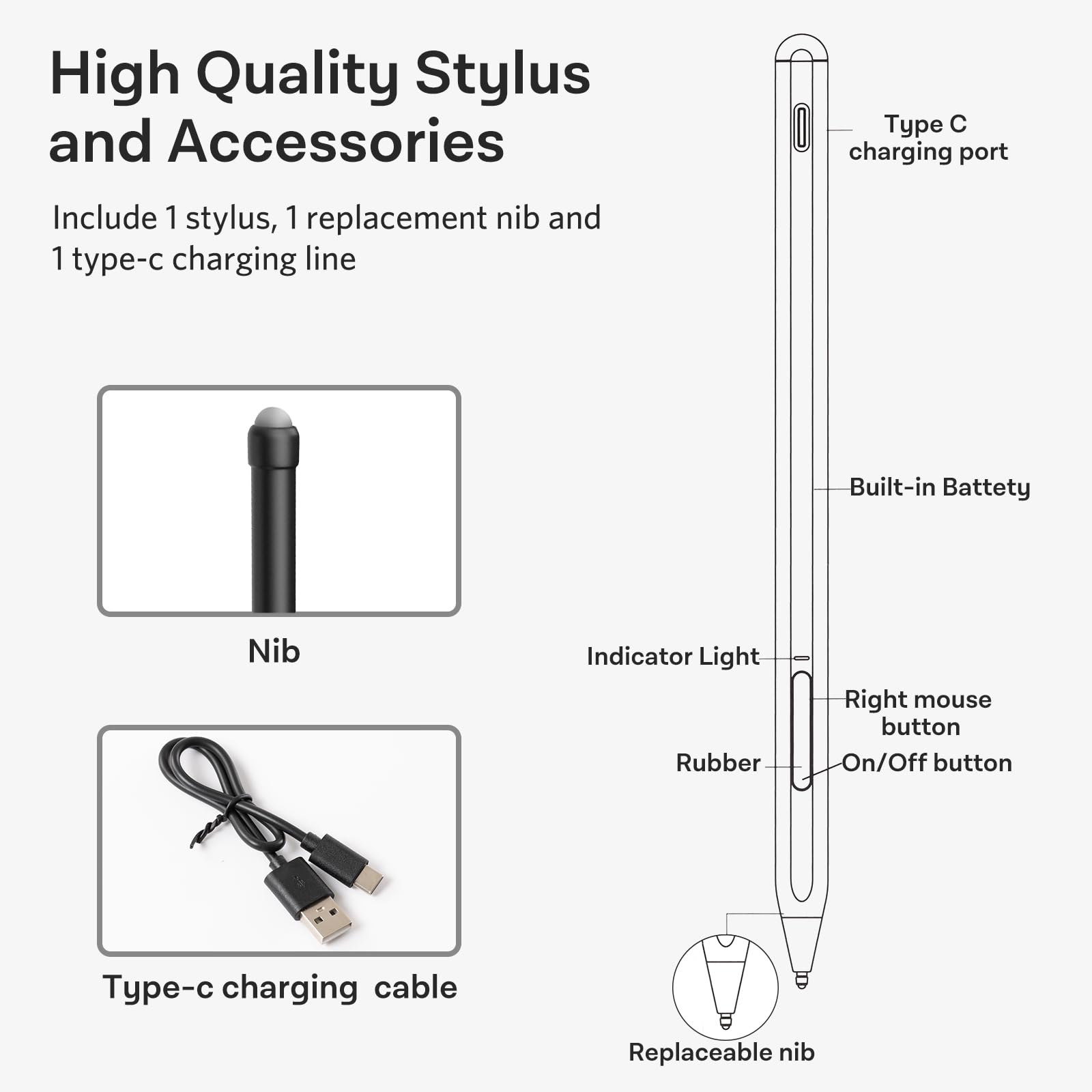CoBak Stylus Pen for Microsoft Surface with 4096 Level Pressure, Eraser & Right-Click, Palm Rejaction Functiopns, Work for Surface Pro 8/X/7+/7/6/5/4/3, Surface/Go/Book/Laptop(Black)