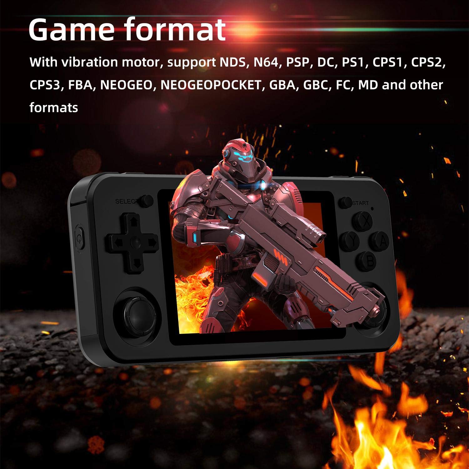 YEKKU Handheld Game Console,RG351M Metal Retro Game Console Handheld Video Game Player Linux,RK3326 with 2500 Games,3.5 inch IPS Screen Classic Pocket Game Cosole for Adults with 64GB TF Card