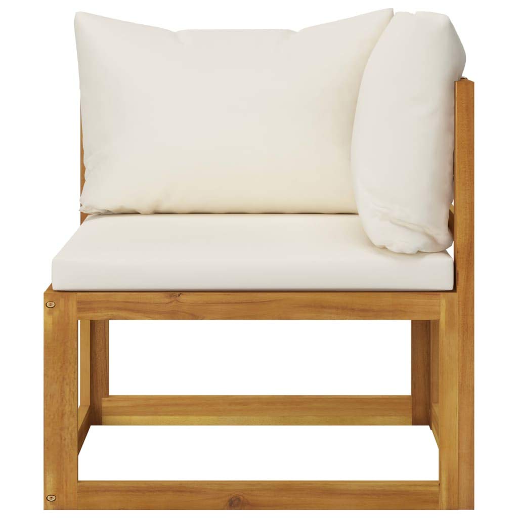 vidaXL Patio Lounge Set 7 Piece, Sectional Sofa for Outdoor Garden, Patio Furniture with Cushion, Coffee Table, Modern Style, Cream Solid Acacia Wood