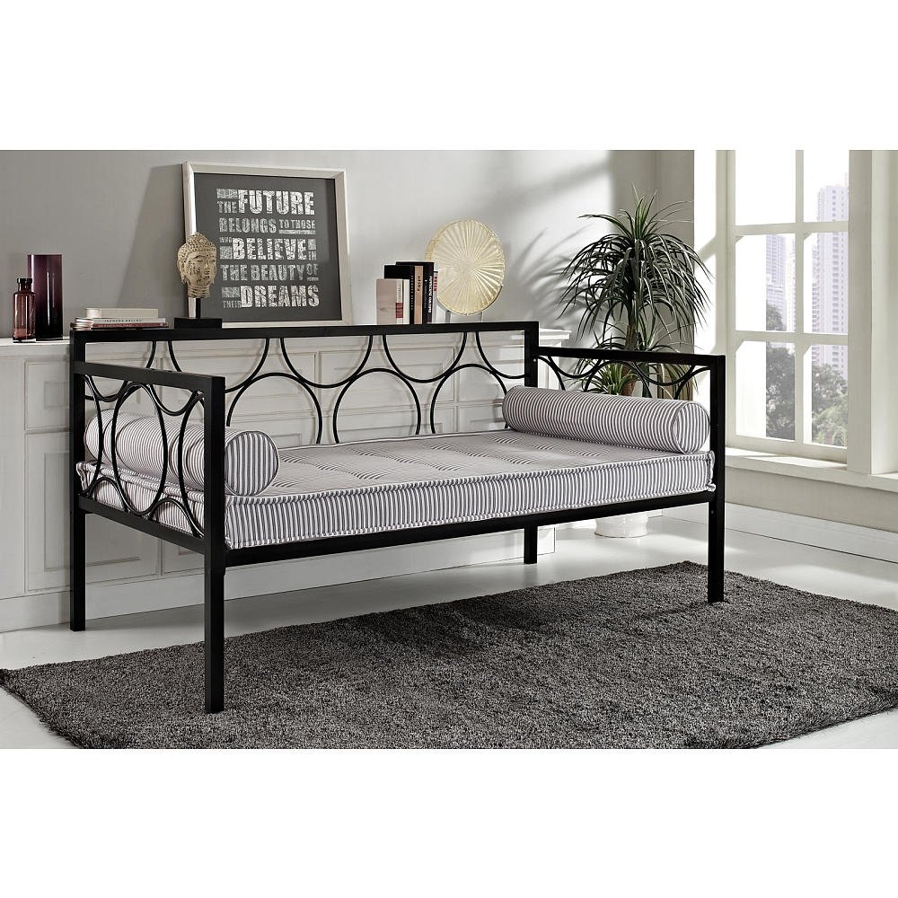 DHP Rebecca Metal Daybed Frame, Sofa Bed Fits Twin Size Mattress, Black