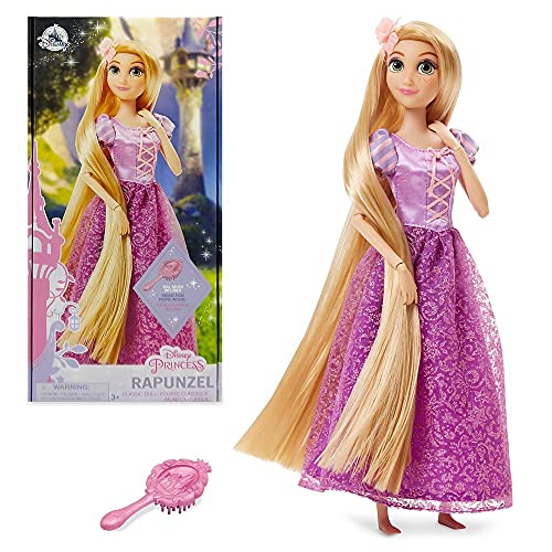 Disney Store Official Princess Rapunzel Classic Doll for Kids, Tangled, 11 ½ Inches, includes Brush with Molded Details, Fully Posable Toy in Glittering Outfit - Suitable for Ages 3+