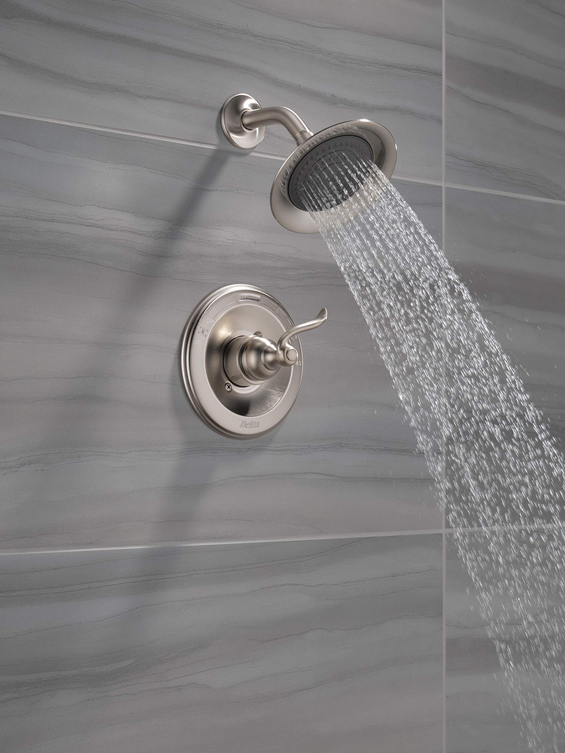 Delta Faucet Windemere 14-Series Shower Faucet Set, Shower Handle, Brushed Nickel Shower Faucet, Delta Shower Trim Kit, Stainless BT14296-SS (Valve Not Included)