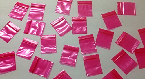 Mini Poly Bags (1.5"x1.5") Small Plastic Baggies, Thick 2mil, Colorful Rave Party Pouches (1515) Tiny Ziplock Dime Bag (1,000, Red)