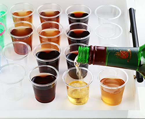 Plastic Shot Glasses 2 Oz - Disposable mini Jello Shot Cups, Party Tumblers For Condiments, samples, Sauce, (100 Cups)