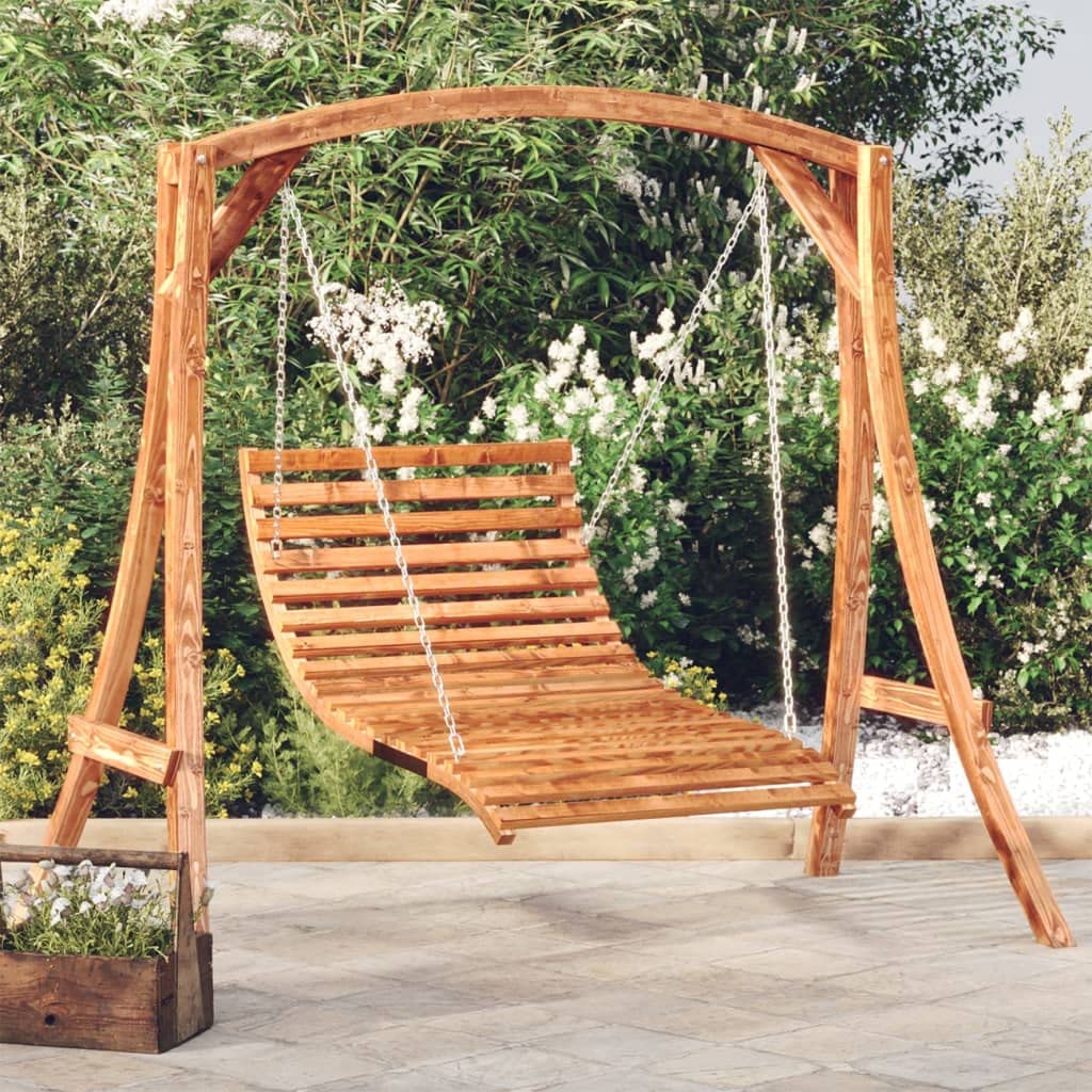 vidaXL Swing Bed, Patio Swing Chair, Hanging Daybed, Outdoor Swing Seat for Patio Garden Backyard Balcony Porch Lawn Deck, Solid Bent Wood