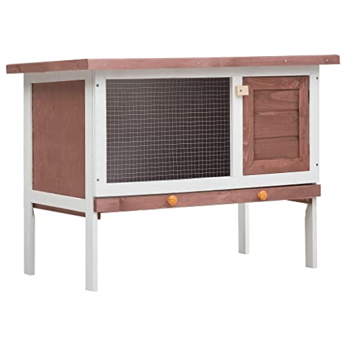 YEZIYIYFOB Rabbit Hutch Bunny House Rabbit Cage Hideout Litter Indoor Small Animal Pet Nesting Box Outdoor Rabbit Castle Condo Wooden Rabbit House Brown 35.4" x 17.7" x 25.6"