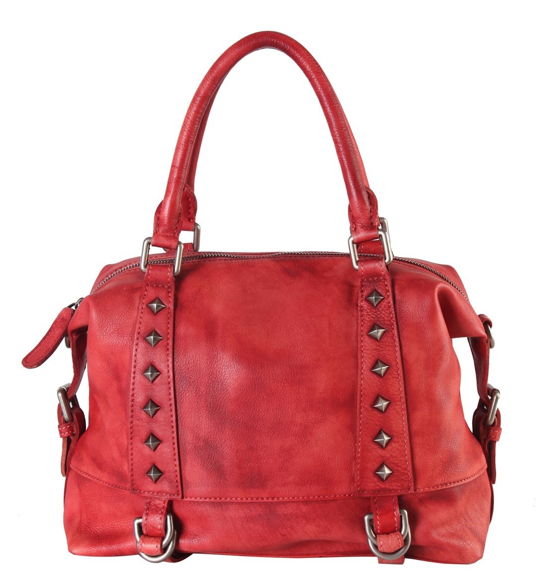 Diophy Genuine Leather Meduim Tote Accented with Studded & Buckle Décor with Removable Strap 150335
