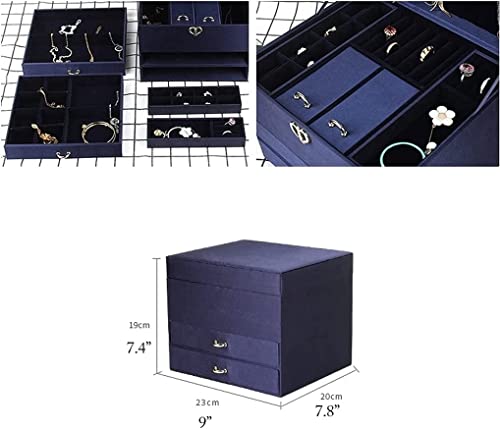 KYUSAR Jewelry Case Jewelry Boxes 3-Layer Silk Surface Velvet Jewelry Organizer Box Jewelry Display Storage Case Small 2 Watch Pillow Box. Jewelry Organizer ( Color : Onecolor , Size : 23x20x19cm )
