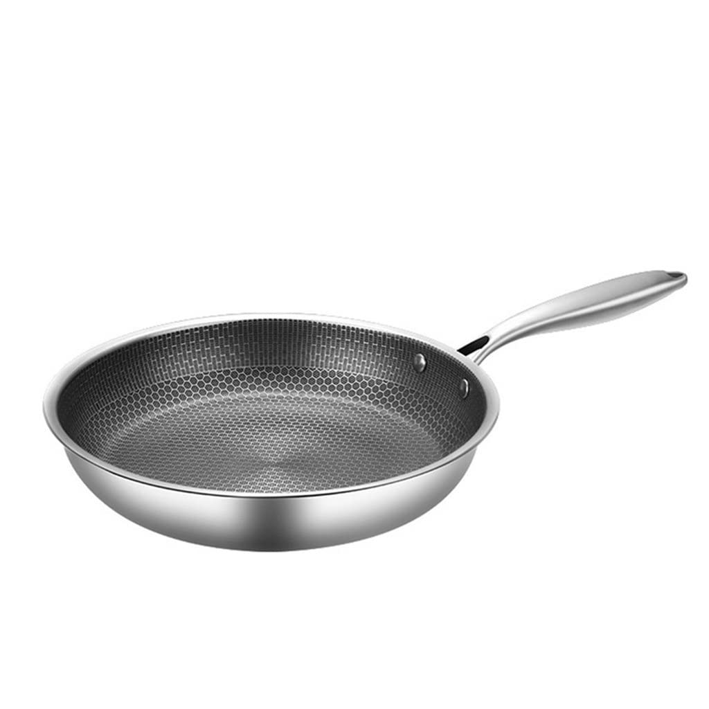 DHTDVD Stainless Steel Wok Thick Honeycomb Handmade Frying Pan Non-Stick Non Rusting Gas/Induction Cooker Pan (Color : D, Size : 28cm)