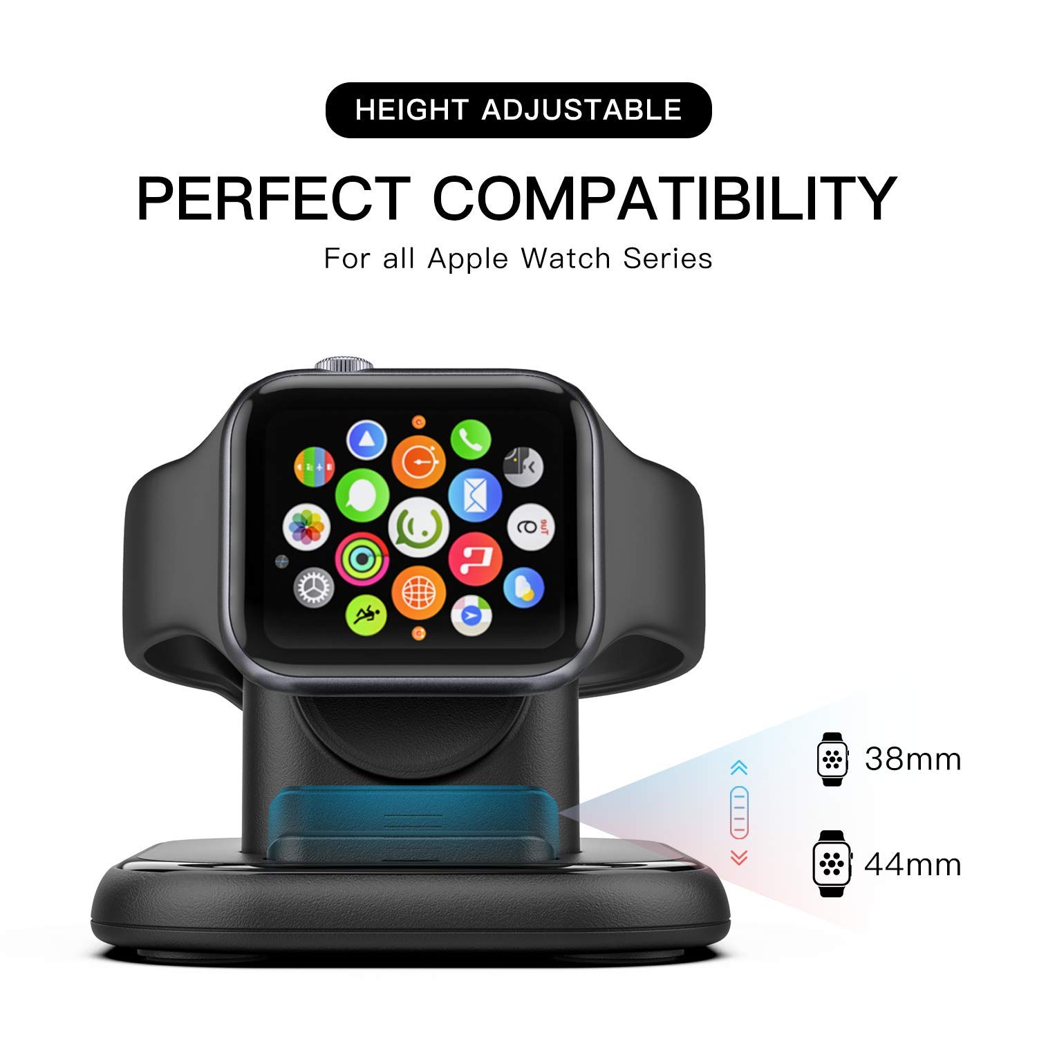 Conido Charging Stand for Apple Watch, Watch Charger Stand with Charging Cable, Magnetic Wireless Charging Station Compatible with Apple Watch SE Series 7/6/5/4/3/2/1/44mm/42mm/40mm/38mm- Black