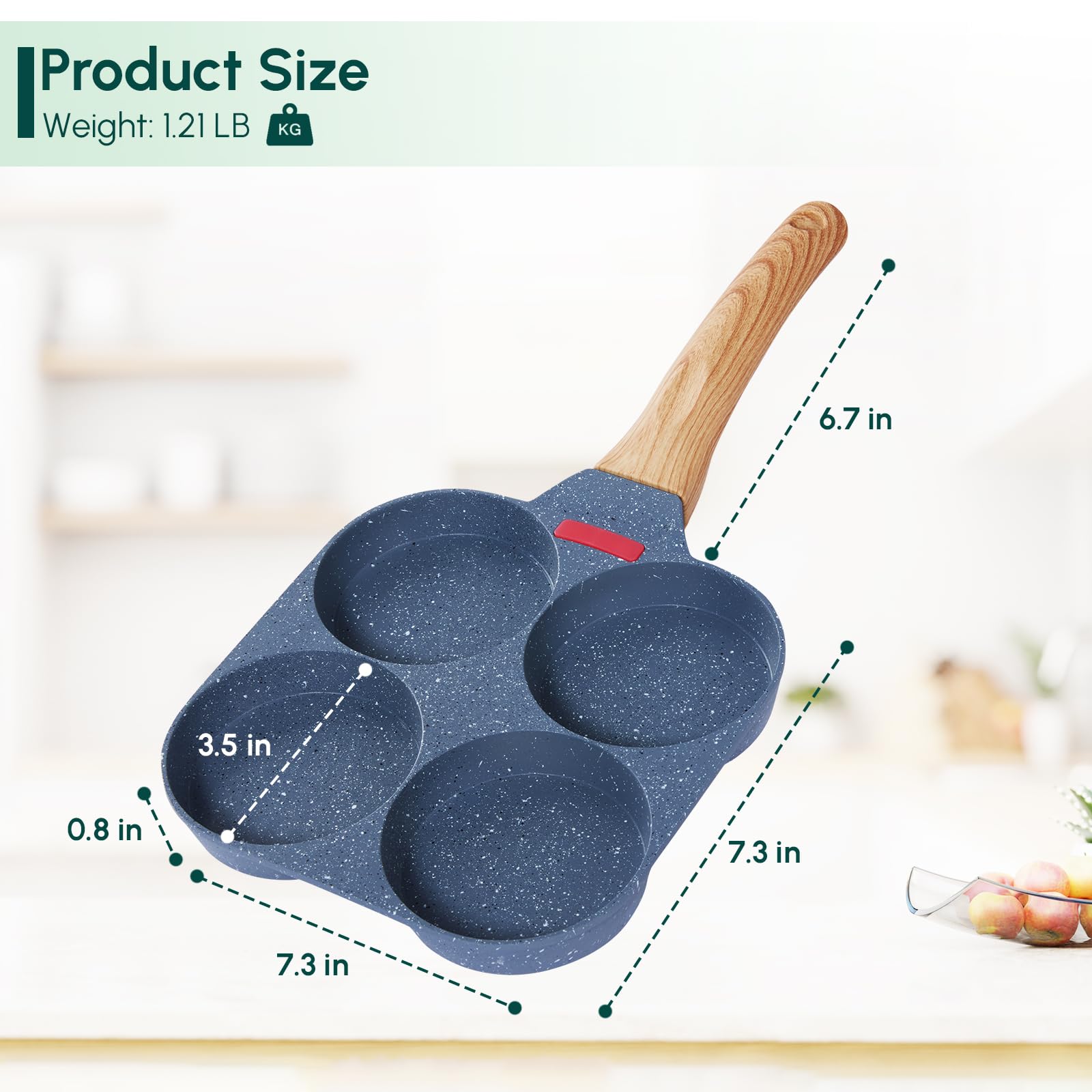 HorizonNest Egg Frying Pan Nonstick: 4 Cup Black Skillet for Frying Eggs, Pancake, Omelet, etc. Perfect for Breakfast. Suitable for Gas Stove & Induction Compatible