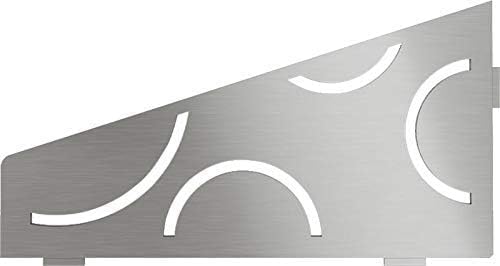 Schluter Quadrilateral Corner Shelf for Tiled Walls - Curve Design, Stainless Steel Material, Brushed Stainless Steel Finish, 3/32” Thick Anchoring Tabs - SES3D6EB