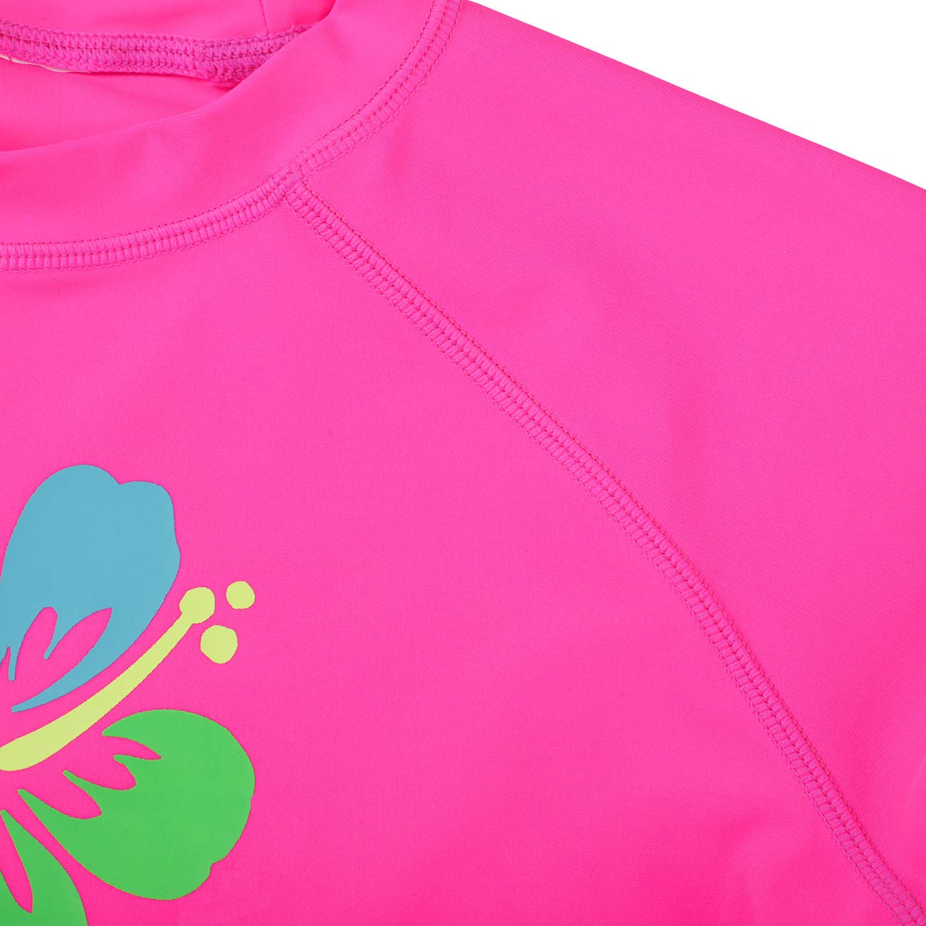 Dayu Girls' Long Sleeve Rashguard Swim Shirt UPF 50+ Neon Pink 10-12
