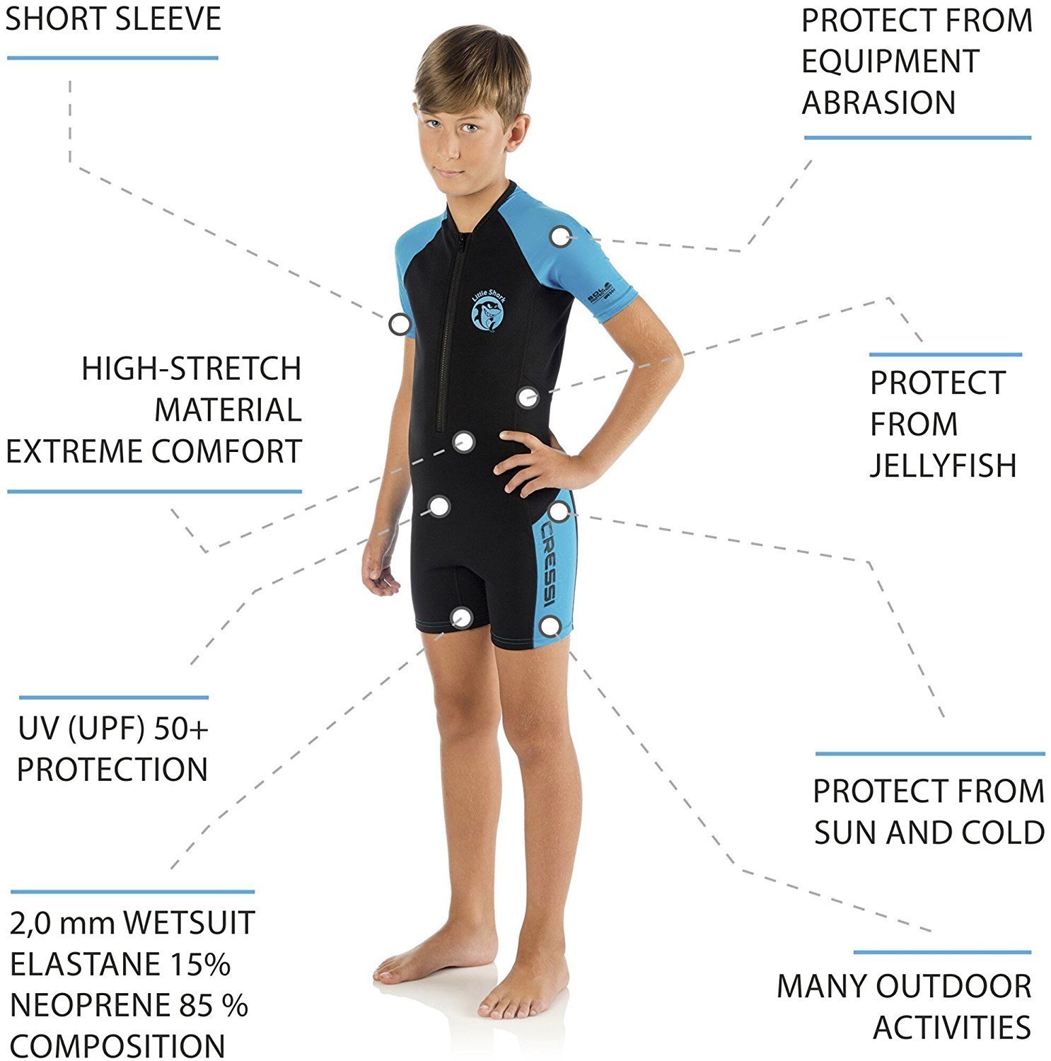Cressi Little Shark Kids Baby Core Warmer Wetsuit, Pink, Medium/Size 3