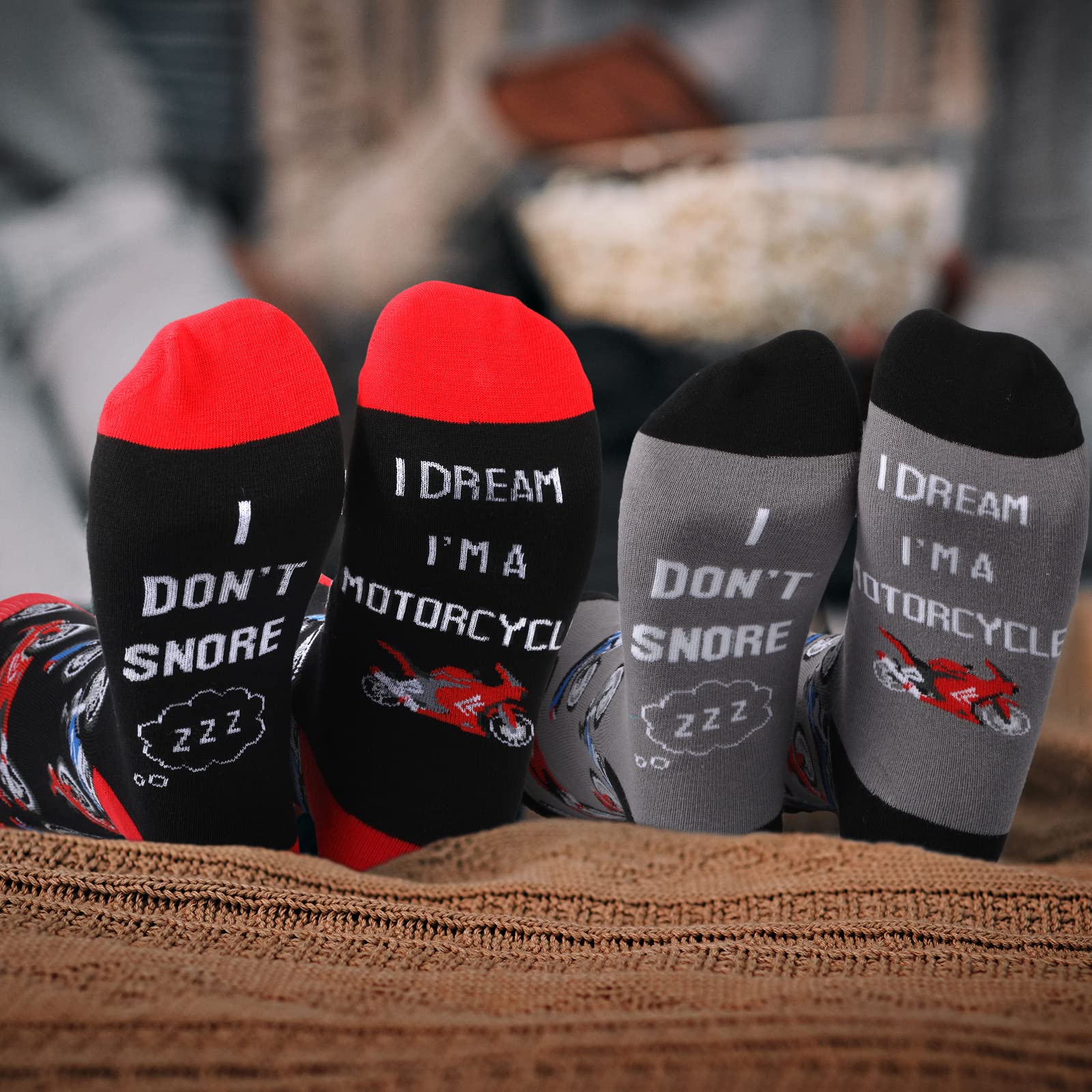 Coume 2 Pairs Motorcycle Lovers Gifts I Don't Snore I Dream I'm a Motorcycle Socks Novelty Motorcycle Socks for Men (Motorcycle)