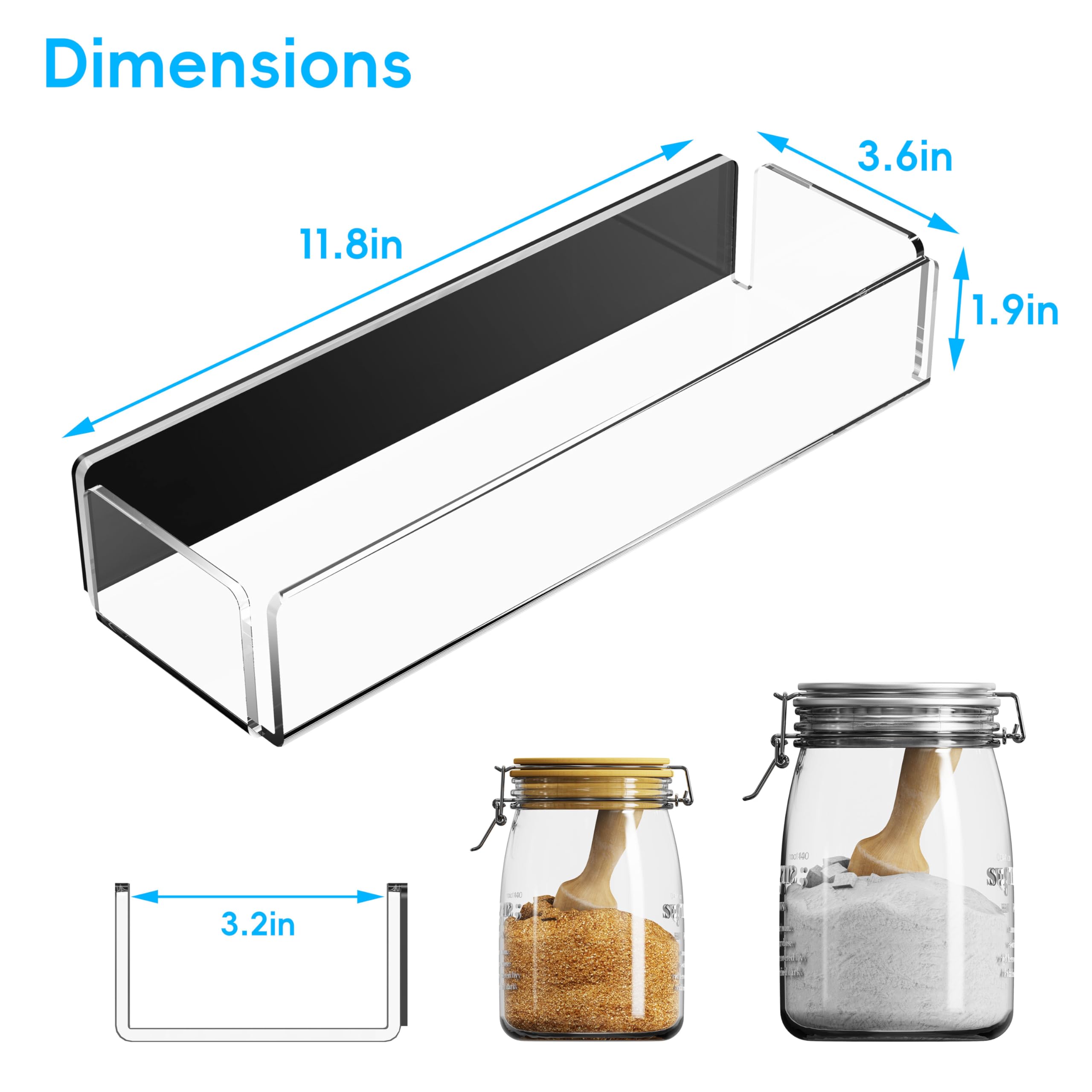 Lumanman 2 Pack Acrylic Spice Racks for Refrigerator and Oven, Magnetic Fridge Organizers and Storage, Clear