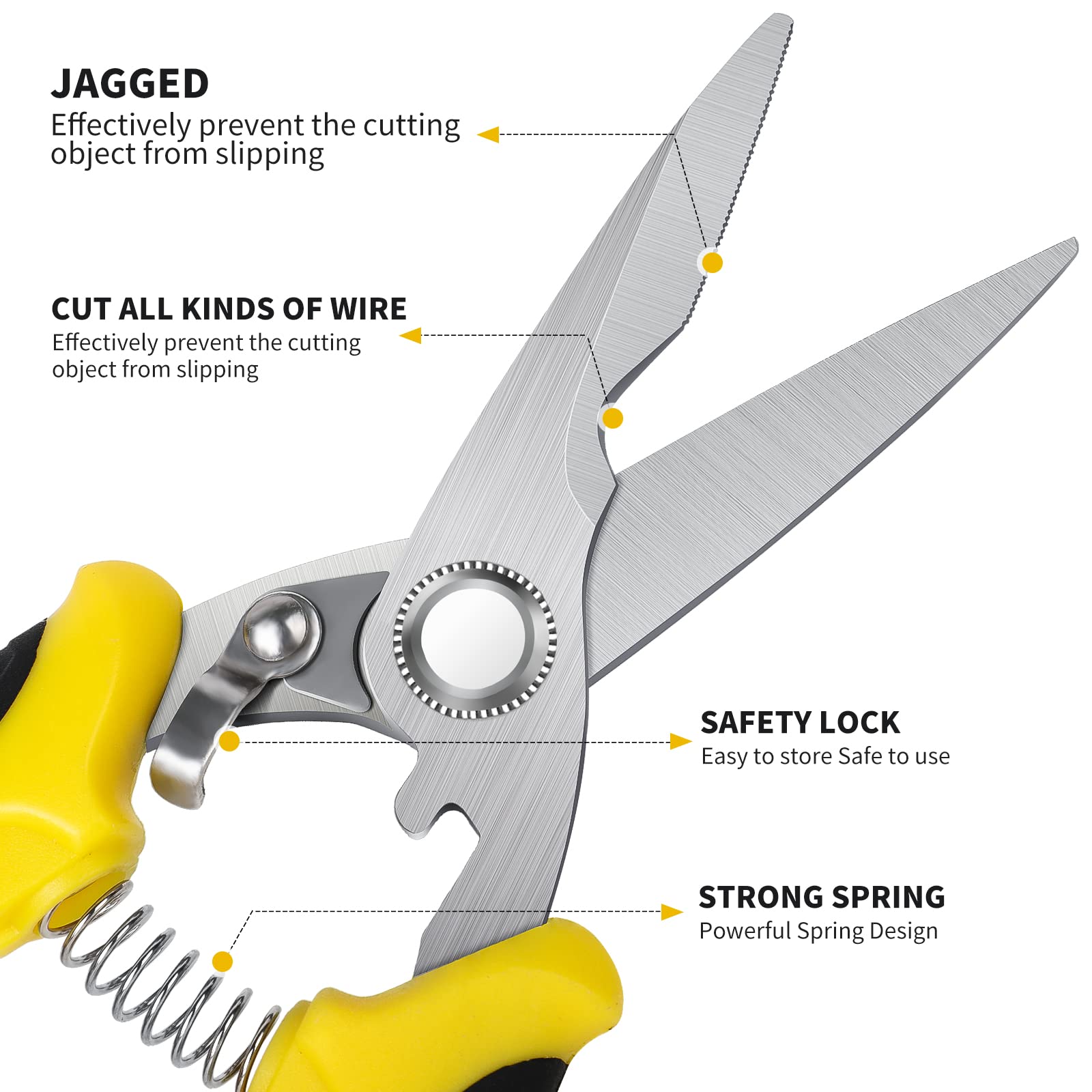 Heavy Duty Scissors, Industrial Scissors, 8-inch Multipurpose, Electrician Scissors -easy Cutting Cardboard And Recycle, Ergonomic Handle, Stainless Steel Shears. (8.2-inch scissors)