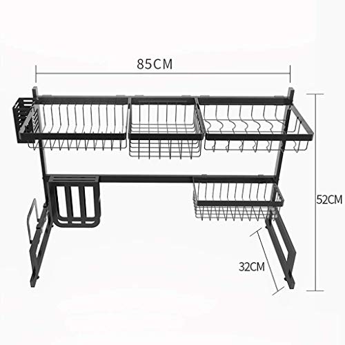 SDGH Dish Rack - Stainless Steel Dish Rack Nonslip Length Adjustable with Chopstick Holder