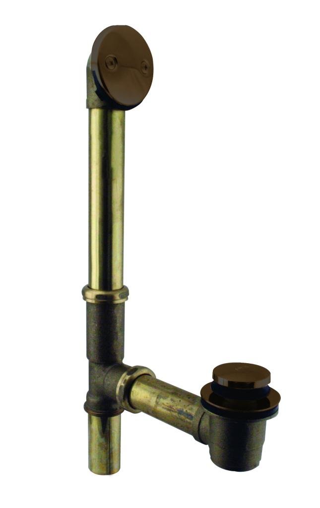 Westbrass D325-20G-12 14" 20 Gauge Brass Bath Waste & Overflow Assembly with Tip-Toe Drain Plug and 2-Hole Faceplate, Oil Rubbed Bronze