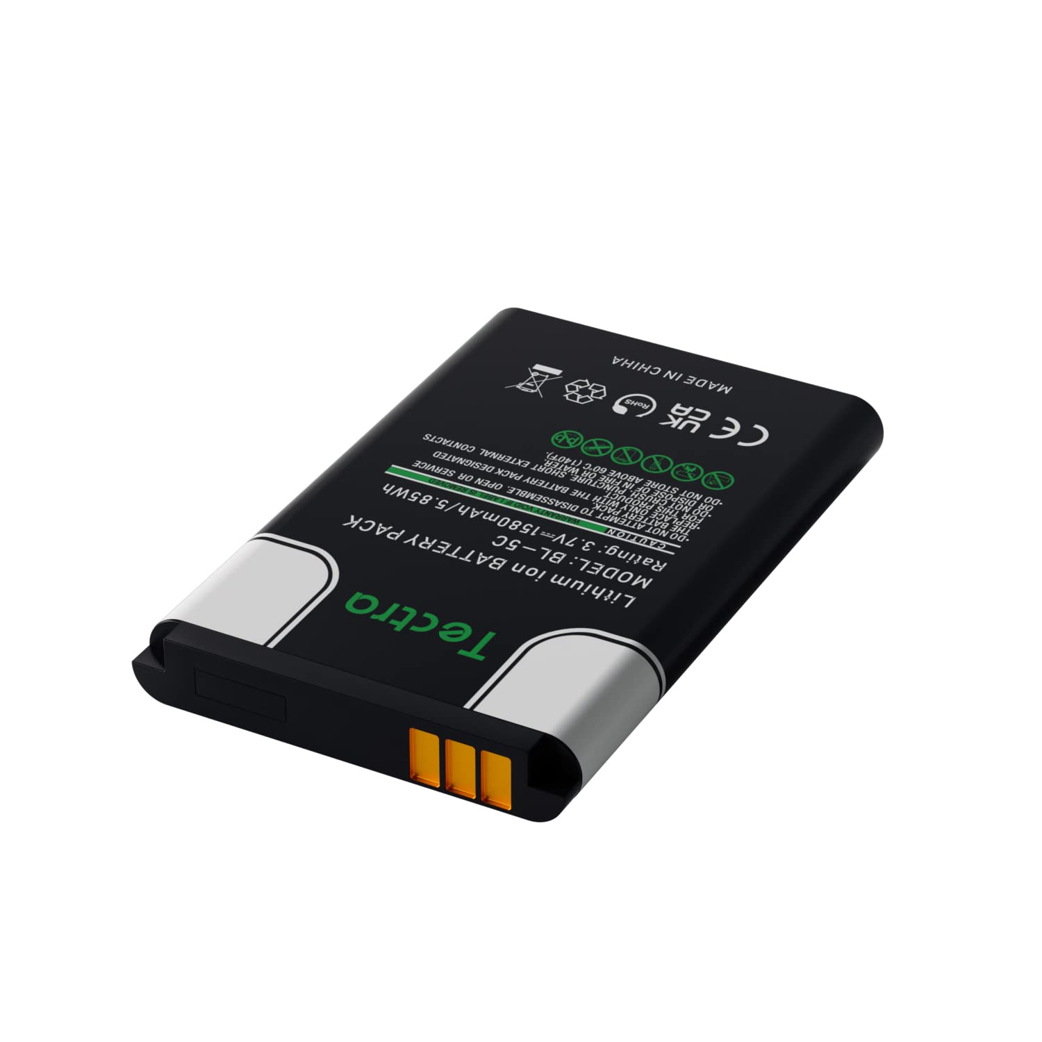 Tectra 2-Pack 1580mAh BL-5C Rechargeable Battery Suitable for Nokia Household Portable Radio with Overcharge Protection