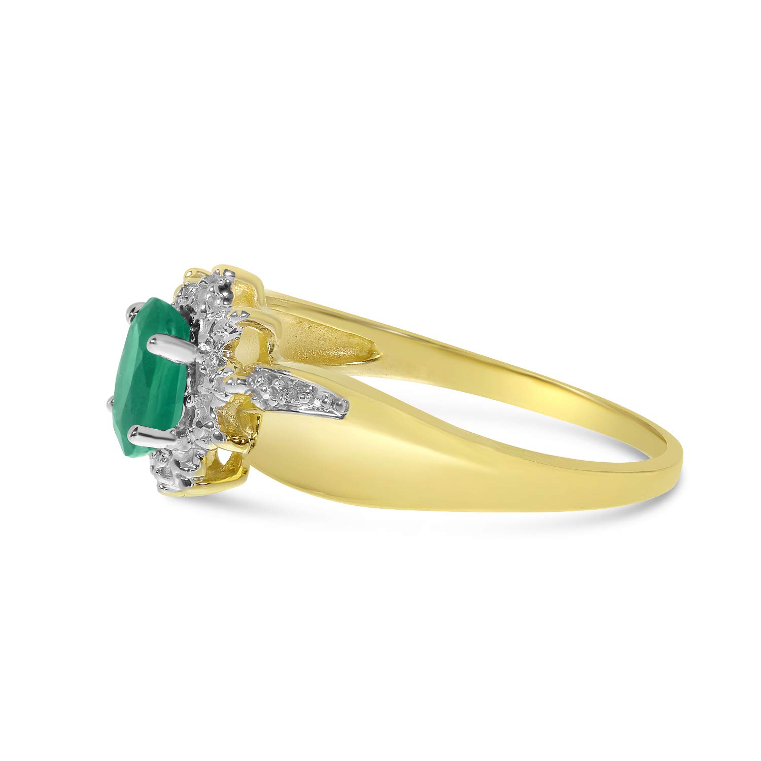 Direct-Jewelry 10k Yellow Gold Oval Emerald And Diamond Ring (Size 9.5)