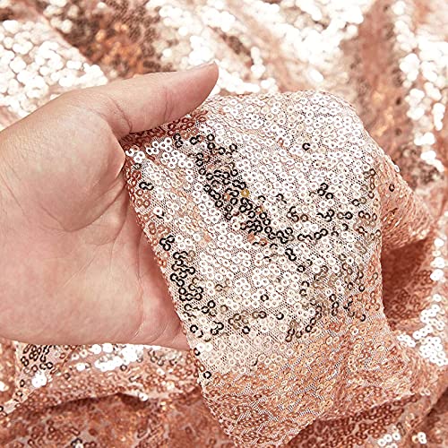 Rose Gold Sequin Fabric Roll for Sewing, Quilting Supplies (15 Feet)