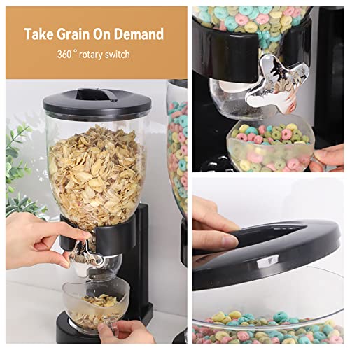 Qulable Dry Food Dispenser, Grain Storage Bin, 3.5L Oat Dispenser Countertop, Candy Dispenser, Dispense with controlled amount for Rice Beans Cereal Nuts Snack breakfast(black)