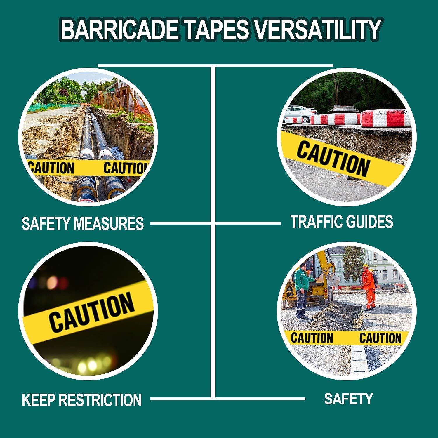 GroTheory Yellow Caution Tape 2 Pack, 3" x1000ft Safty Tape Caution Tape Roll, Construction Tape for Danger/Hazard Areas/Crime Scene Halloween Party Decorations