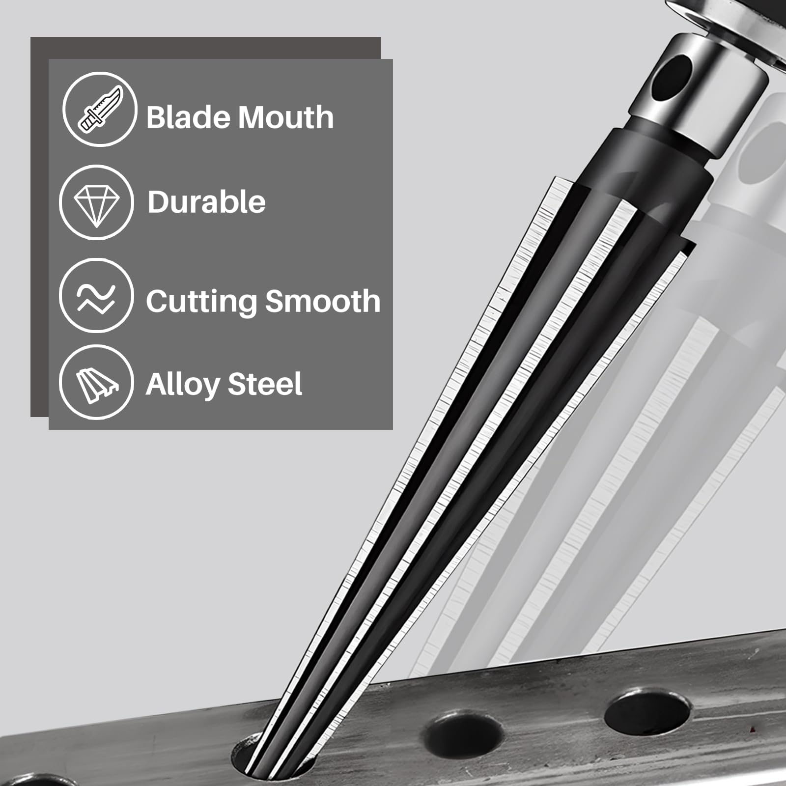 Mrosnail Tapered Reamer Set with T Handle, 3-13mm (1/8''-1/2'') & 5-16mm (3/16"-5/8") 6 Fluted, Carbon Steel Hex Shank for Guitar Woodworking - 2pcs