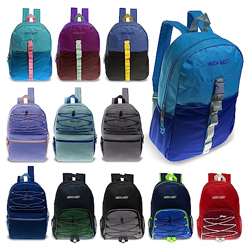 Moda West 24 Pack 17 inch Wholesale Bulk Backpack In Assorted Colors